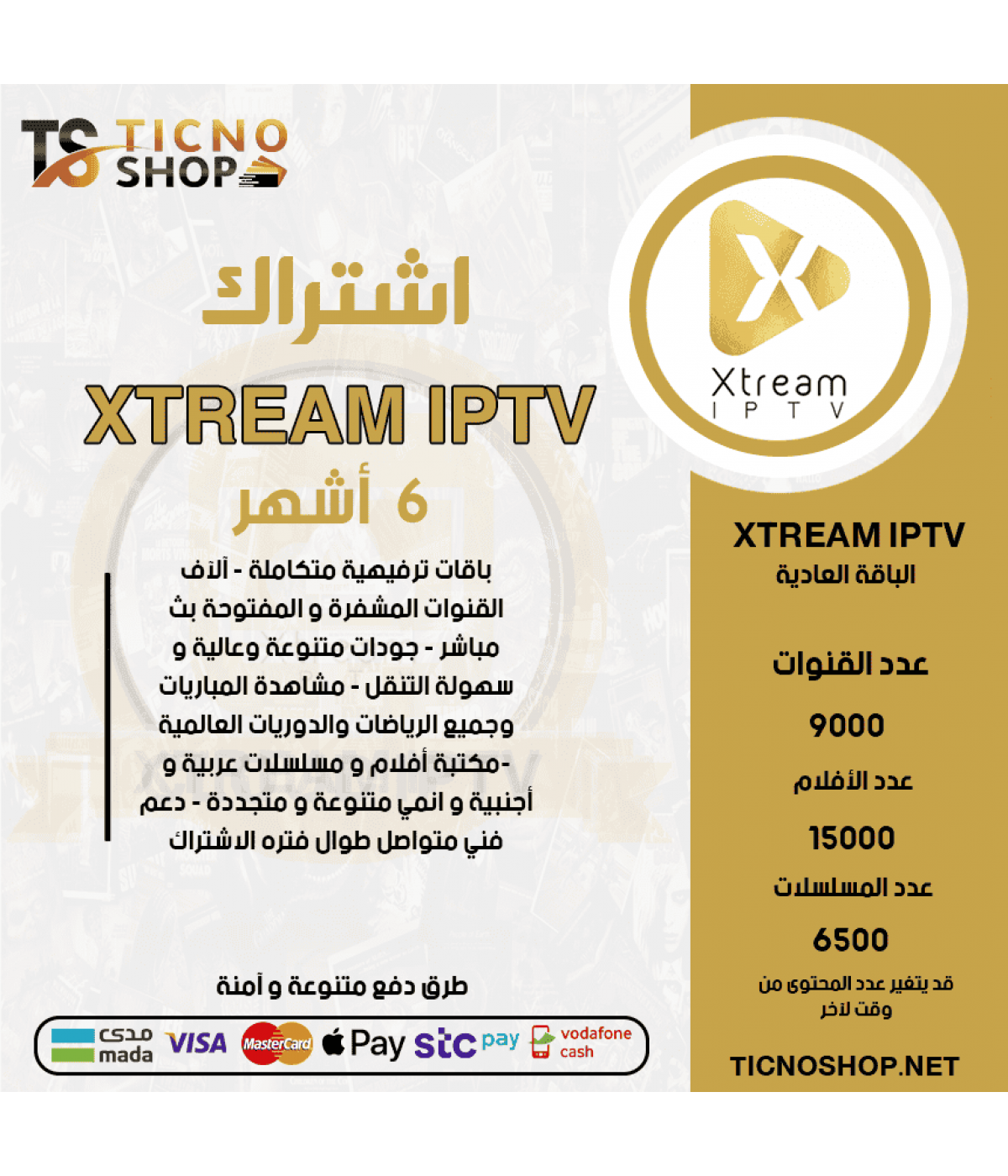XTREAM IPTV - Subscription For 6 Months Normal Package